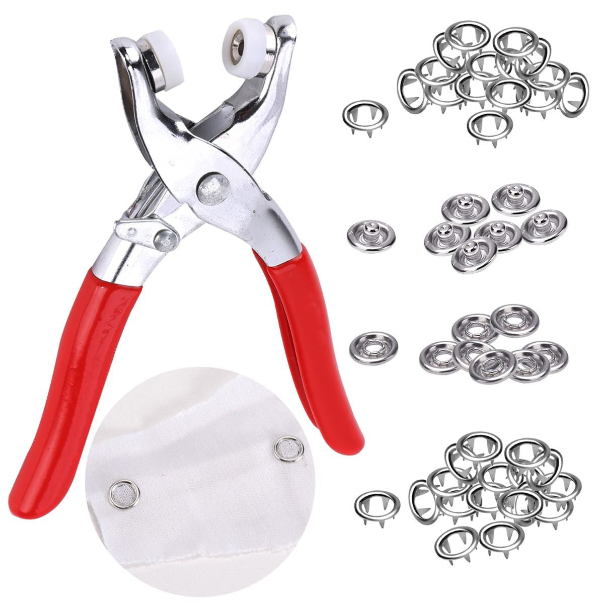 Brass Silver Snap Poppers with Fixing Plier (Pack of 100) - Trimming ...