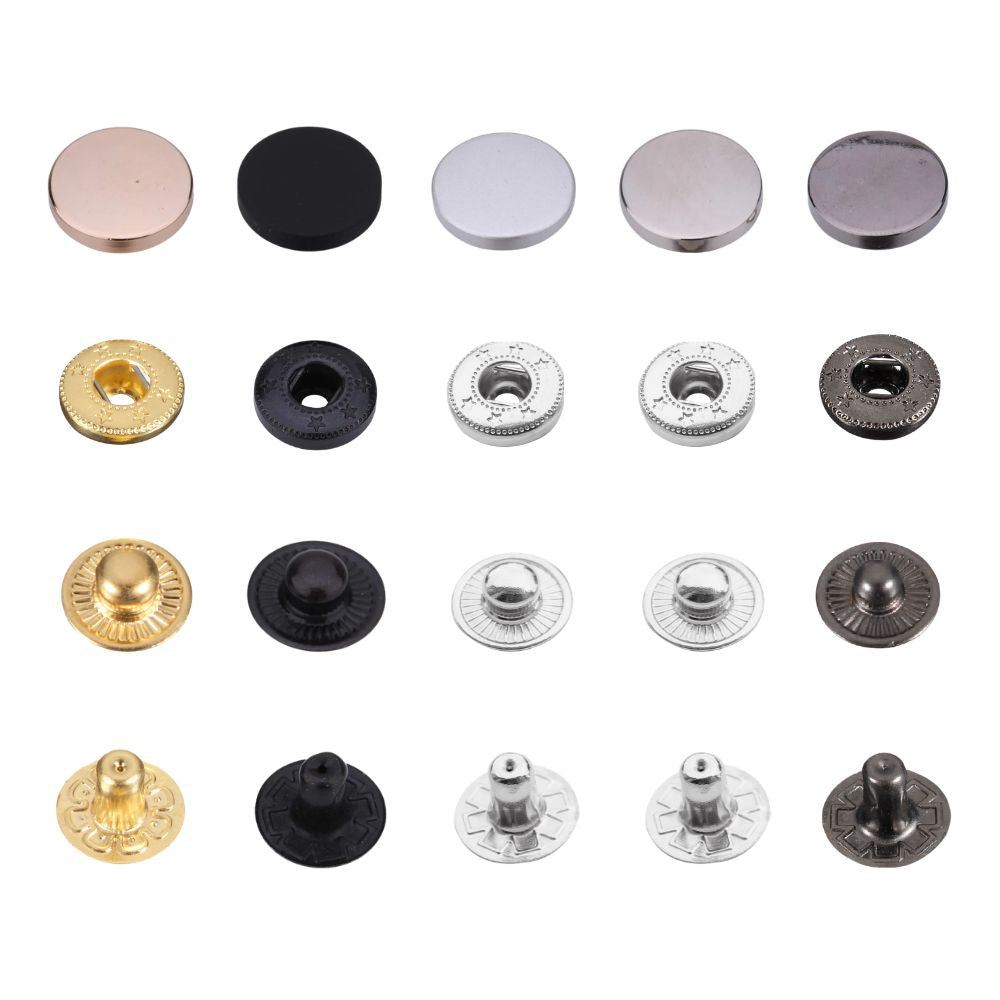 4-Part Flat Cap S Spring Press Studs (10 Sets) - Trimming Shop ...