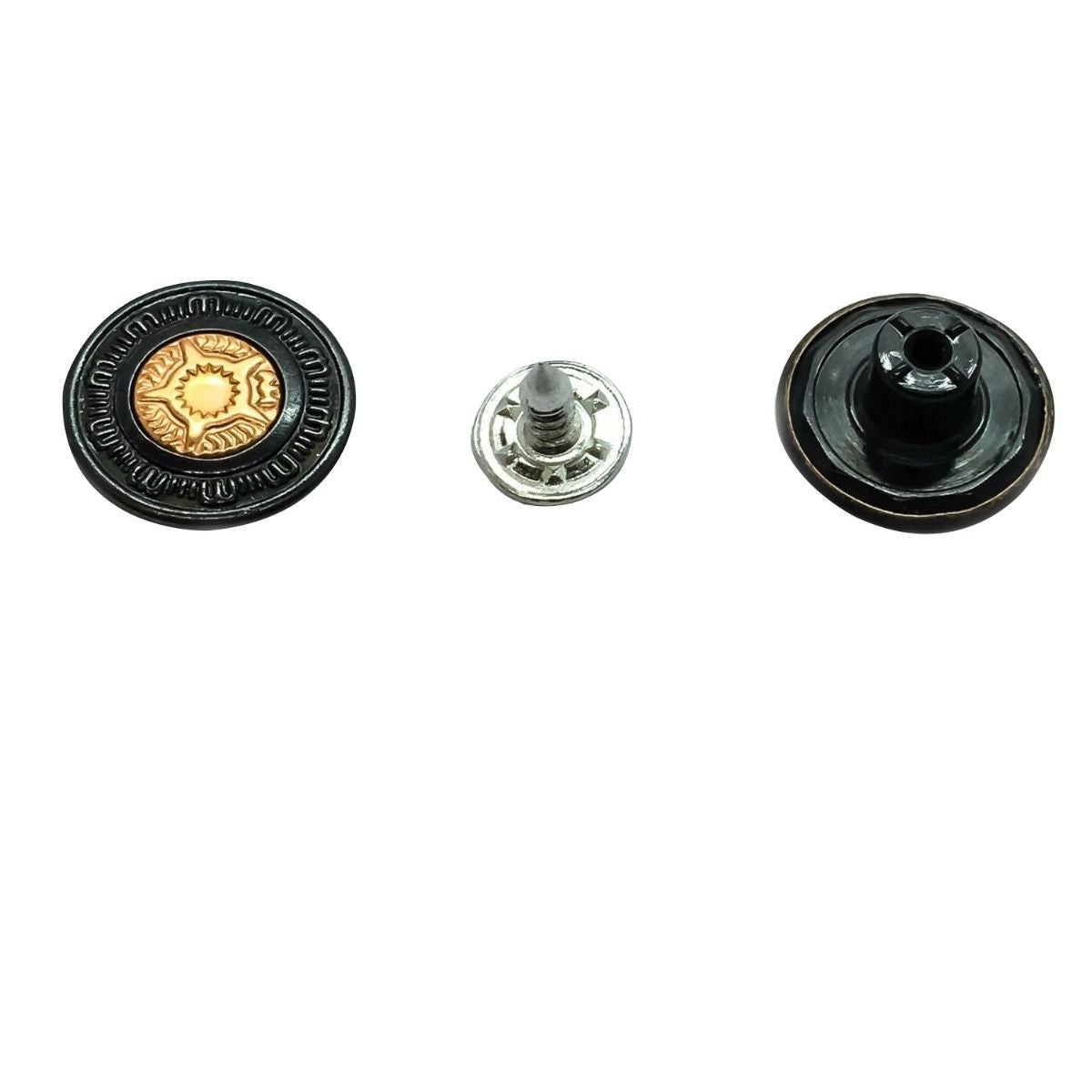 17mm Black With Copper Jeans Buttons with Pins (Pack of 8) - Trimming ...